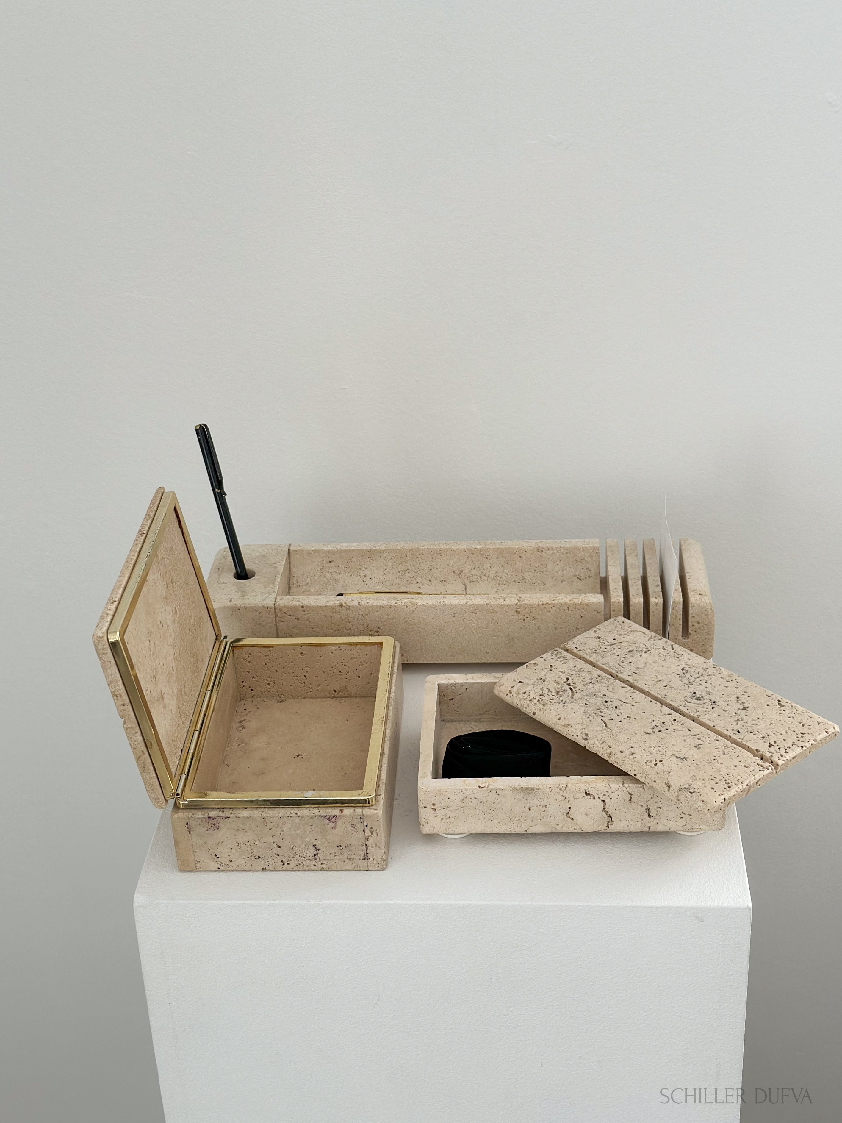 Enzo Mari Travertine Desk Set – SCHILLER DUFVA